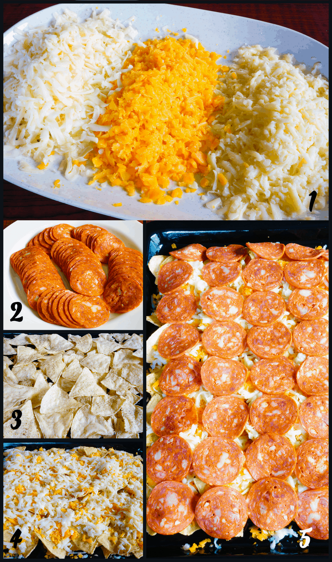 Three Cheese Pizza Nachos with Pepperoni - Sweet Pea's Kitchen
