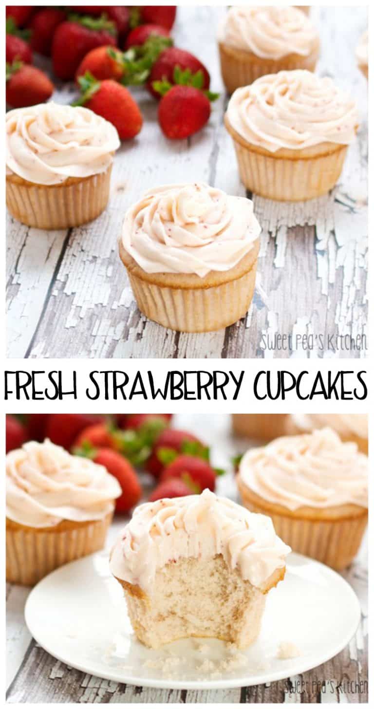 Fresh Strawberry Cupcakes with Cream Cheese Frosting