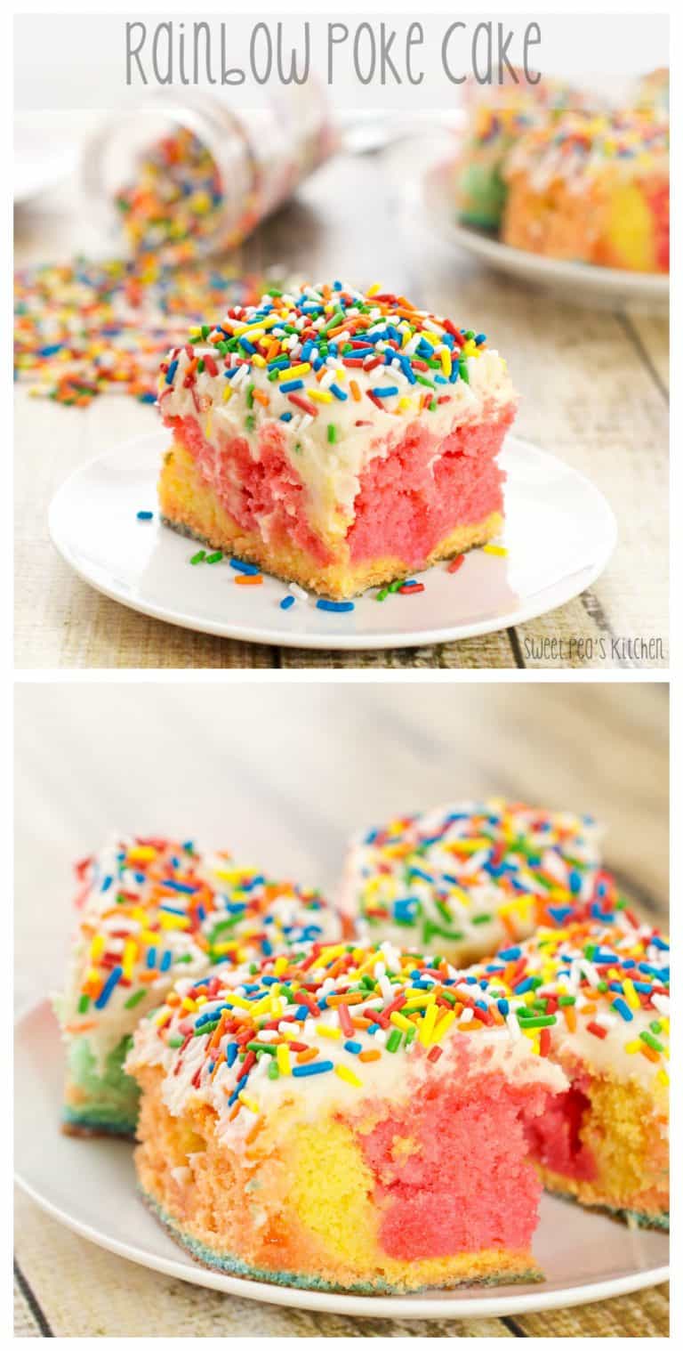 Easy Rainbow Poke Cake Recipe | Sweet Pea's Kitchen