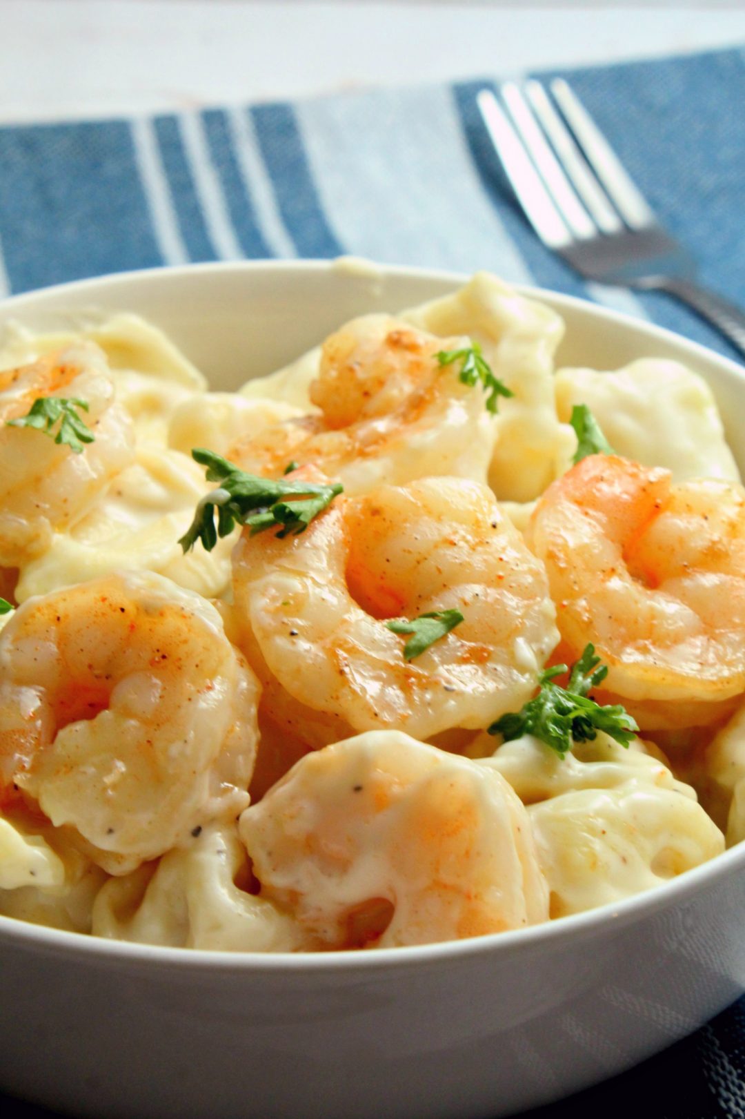 Cheesy Shrimp Tortellini Alfredo Skillet Sweet Peas Kitchen