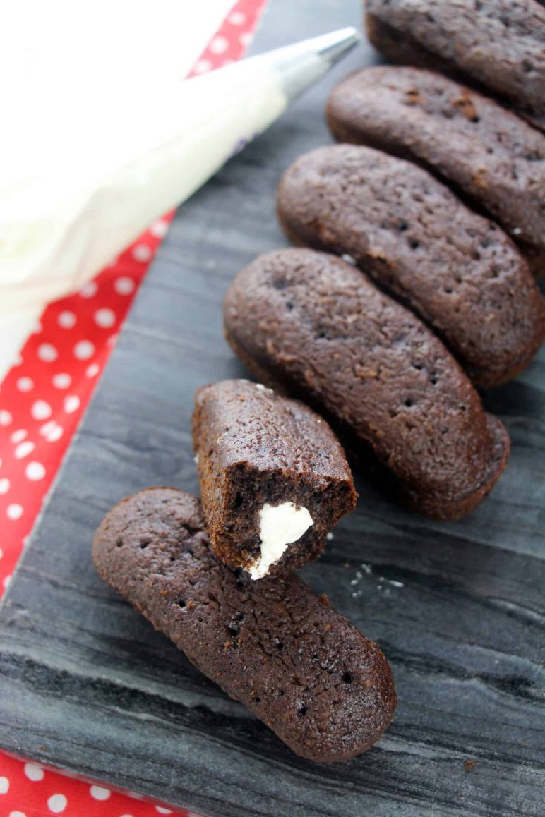 Chocolate Homemade Twinkie Recipe with Cream Filling