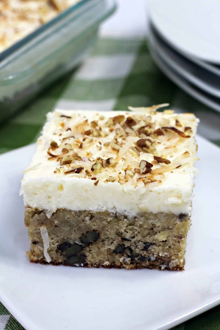 Coconut Topped Cream Cheese Sheet Cake - Sweet Pea's Kitchen