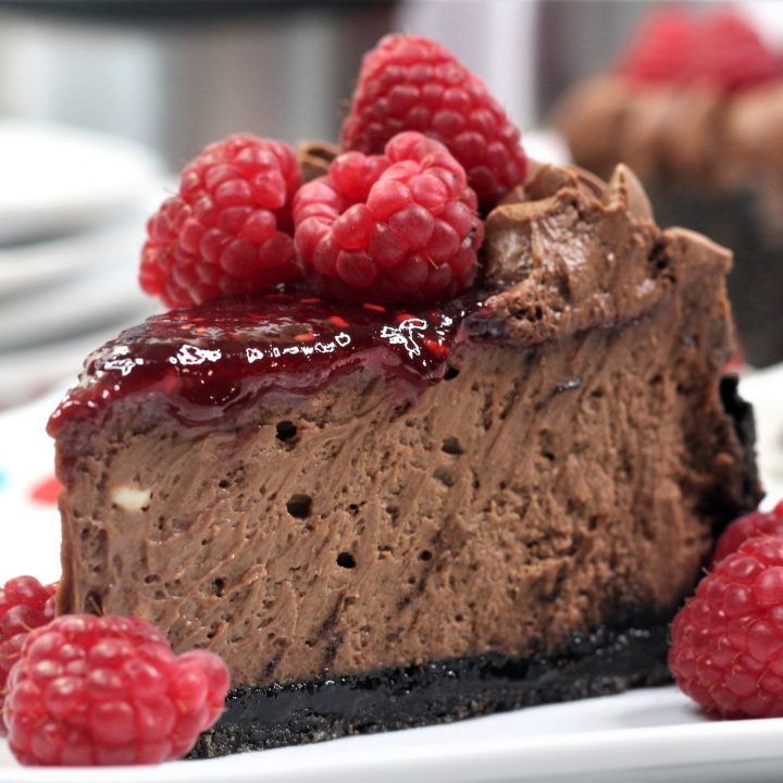 Instant Pot Chocolate Raspberry Cheesecake Recipe - Sweet Pea's Kitchen