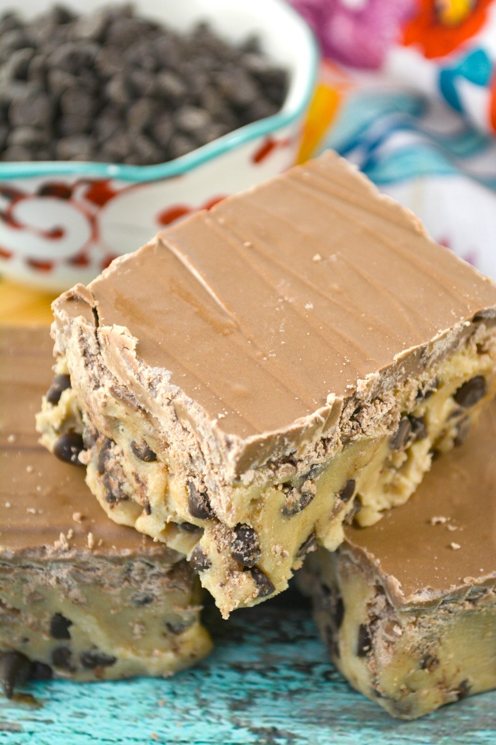 No Bake Cookie Dough Bars with Caramel Chocolate Icing - Sweet Pea's ...