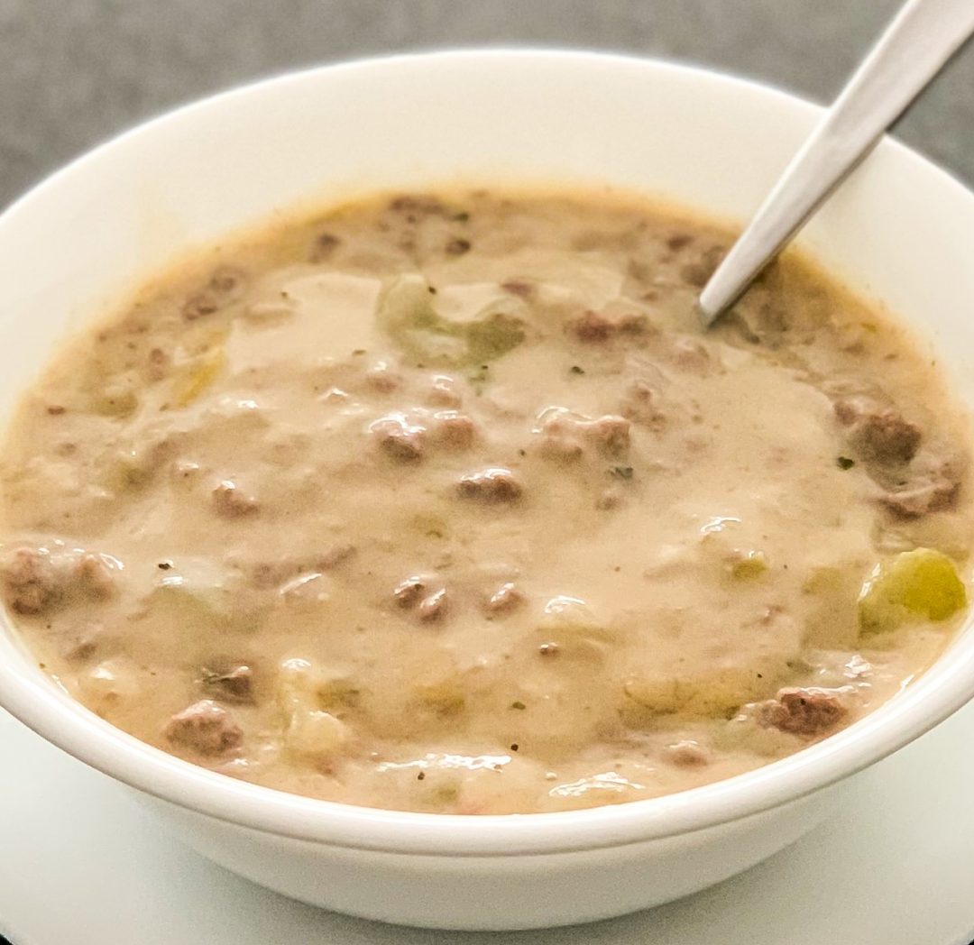 Healthy Cheeseburger Soup Recipe - Sweet Pea's Kitchen