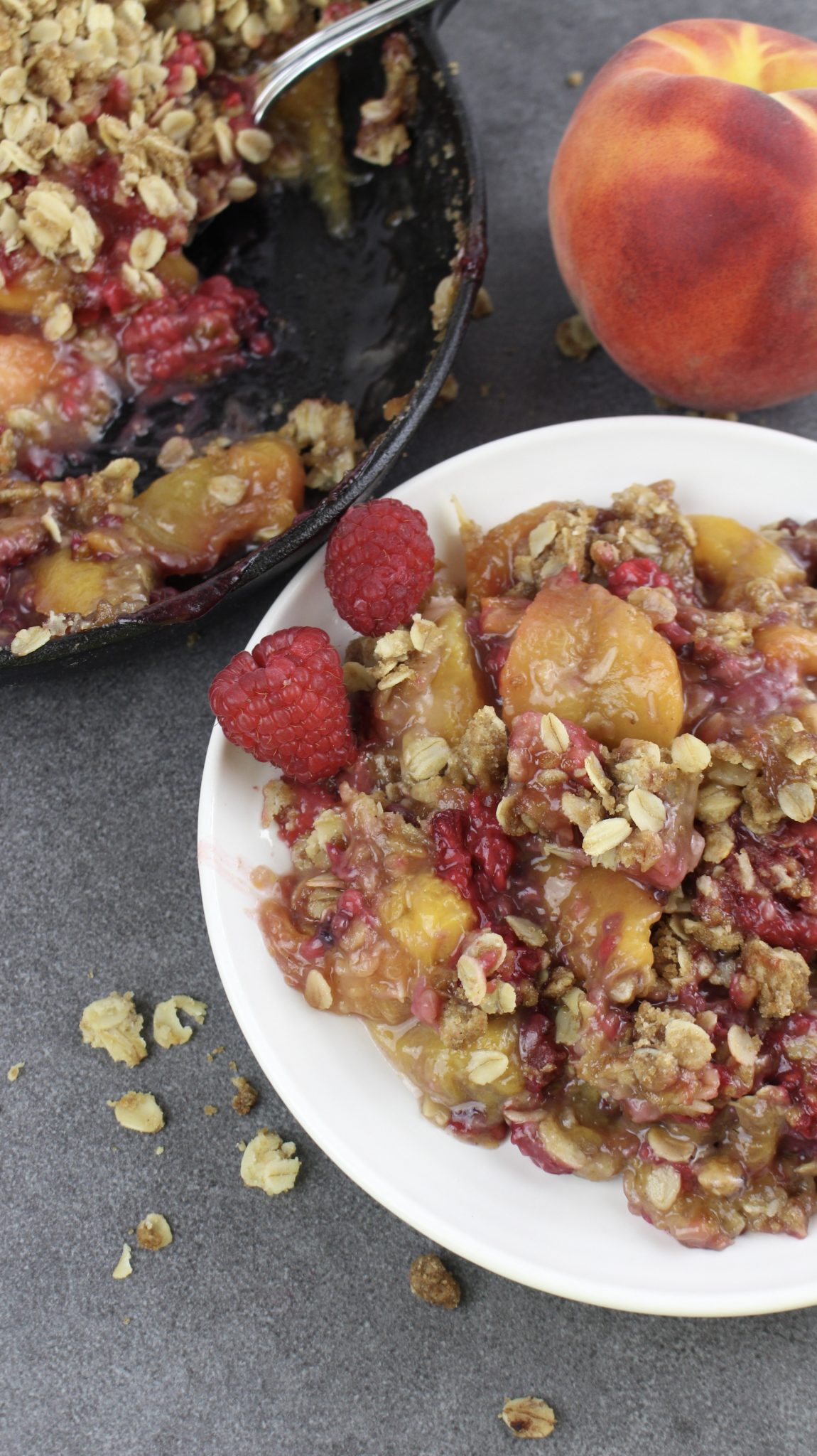 Skillet Peach Raspberry Crisp - Sweet Pea's Kitchen