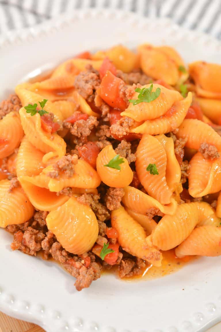 Pasta Shells with Ground Beef - Sweet Pea's Kitchen