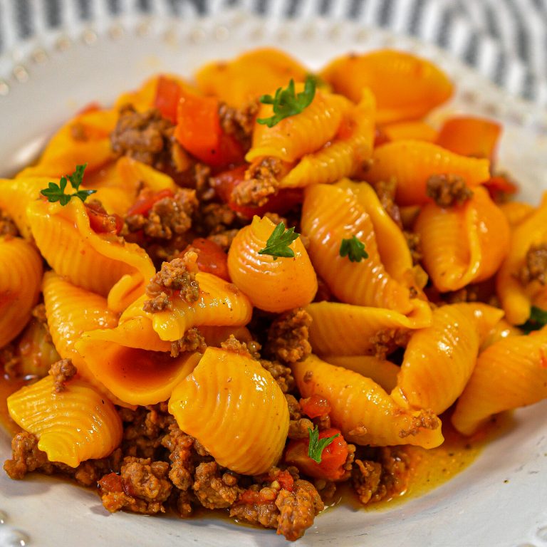 Pasta Shells with Ground Beef - Sweet Pea's Kitchen