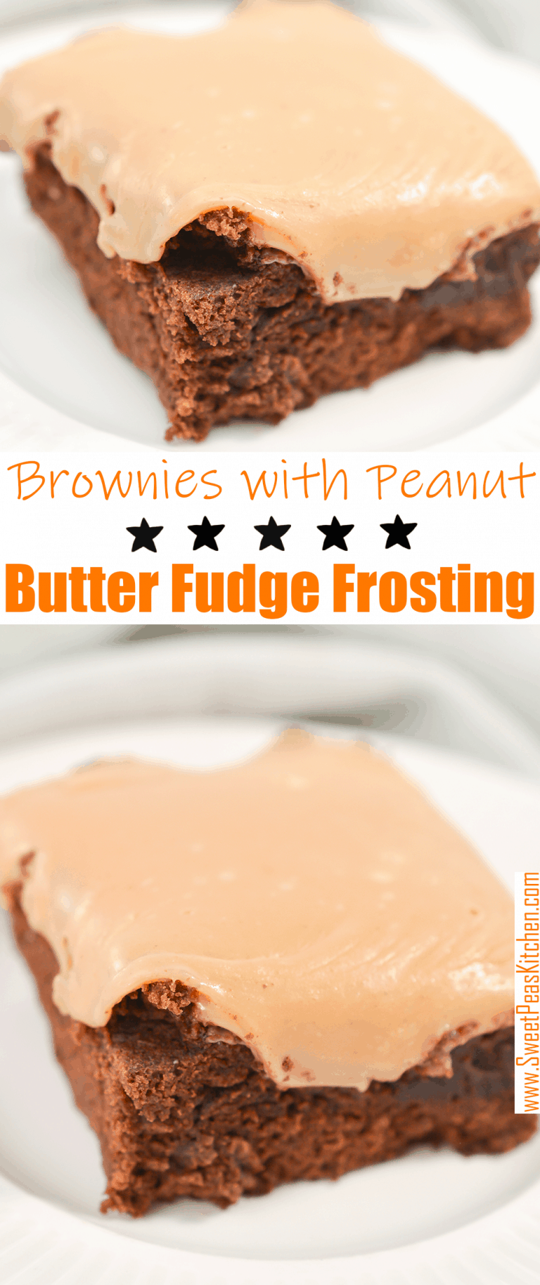Brownies with Peanut Butter Fudge Frosting - Sweet Pea's Kitchen