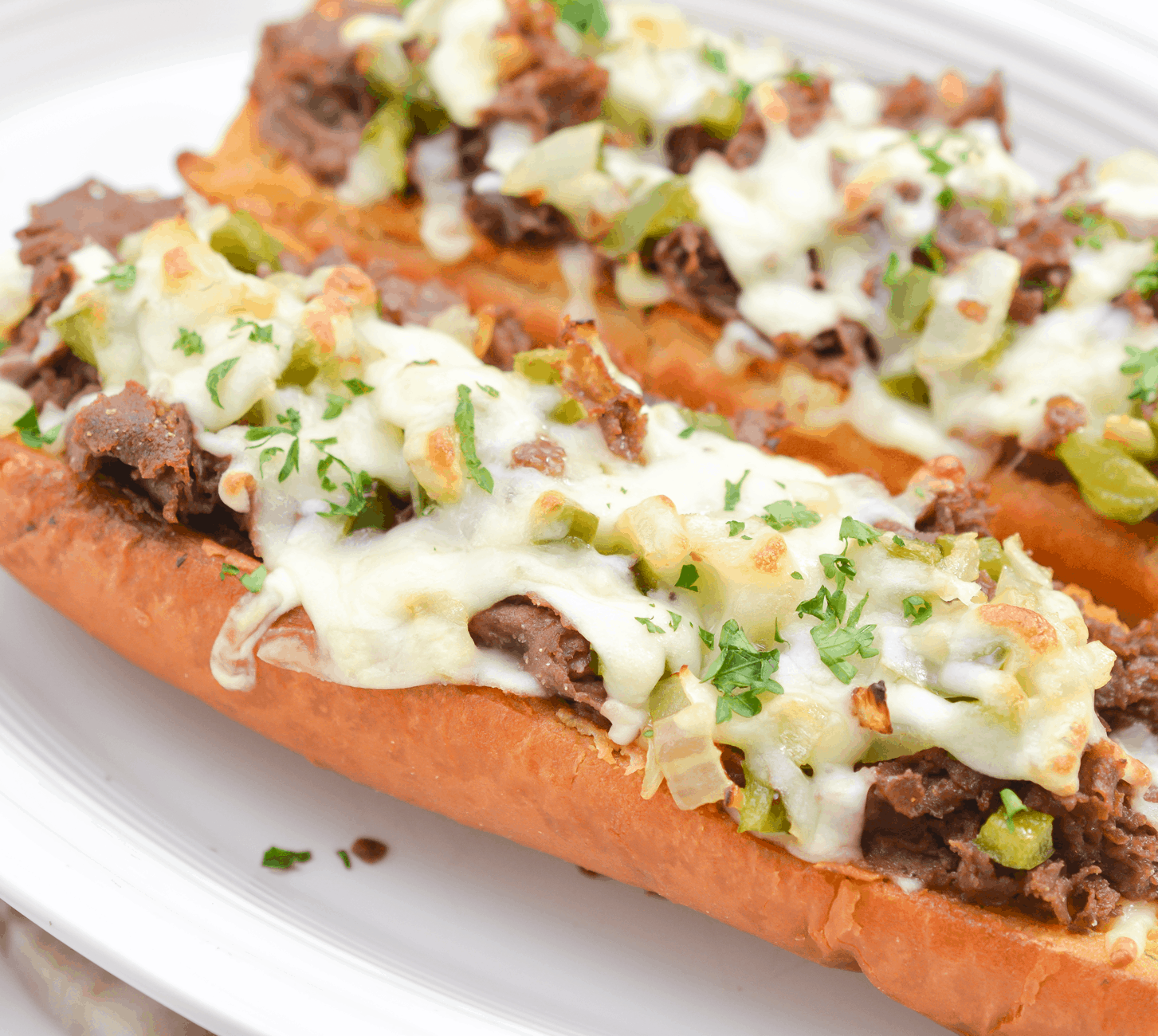 French Garlic Philly Cheesesteak Bread - Sweet Pea's Kitchen