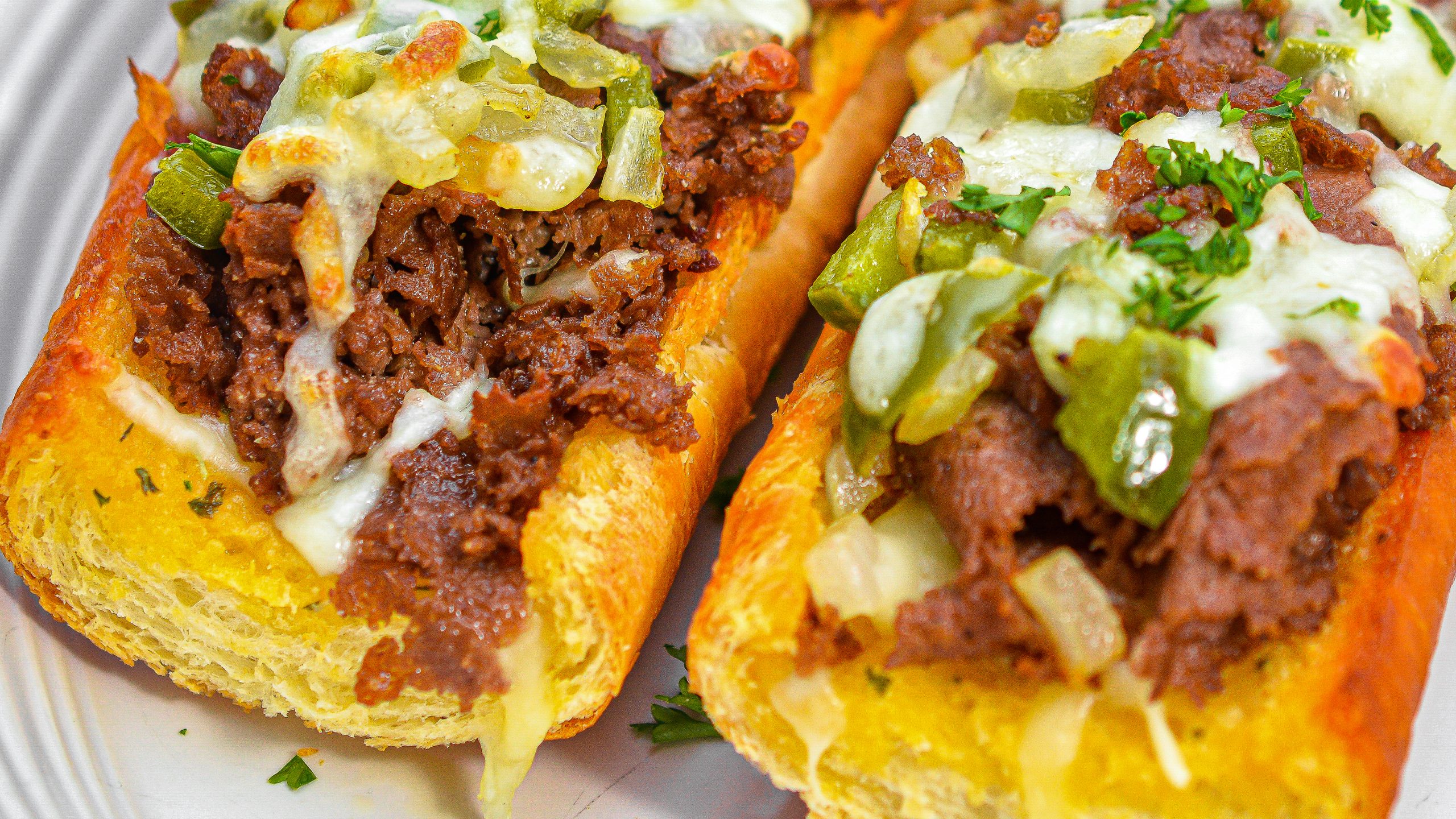 French Garlic Philly Cheesesteak Bread - Sweet Pea's Kitchen