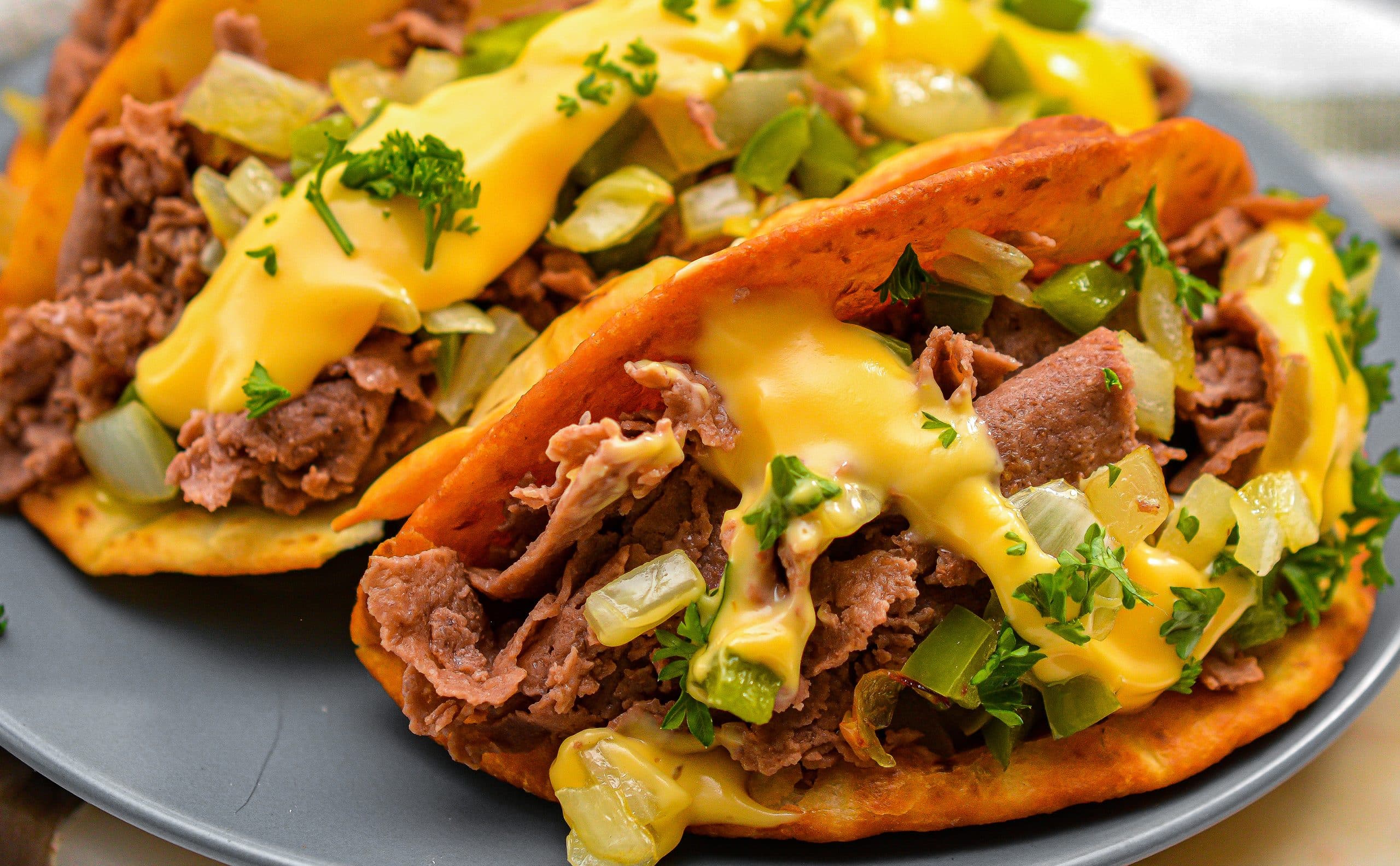 Philly Cheesesteak Tacos - Sweet Pea's Kitchen