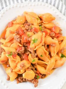 Pasta Shells with Ground Beef - Sweet Pea's Kitchen