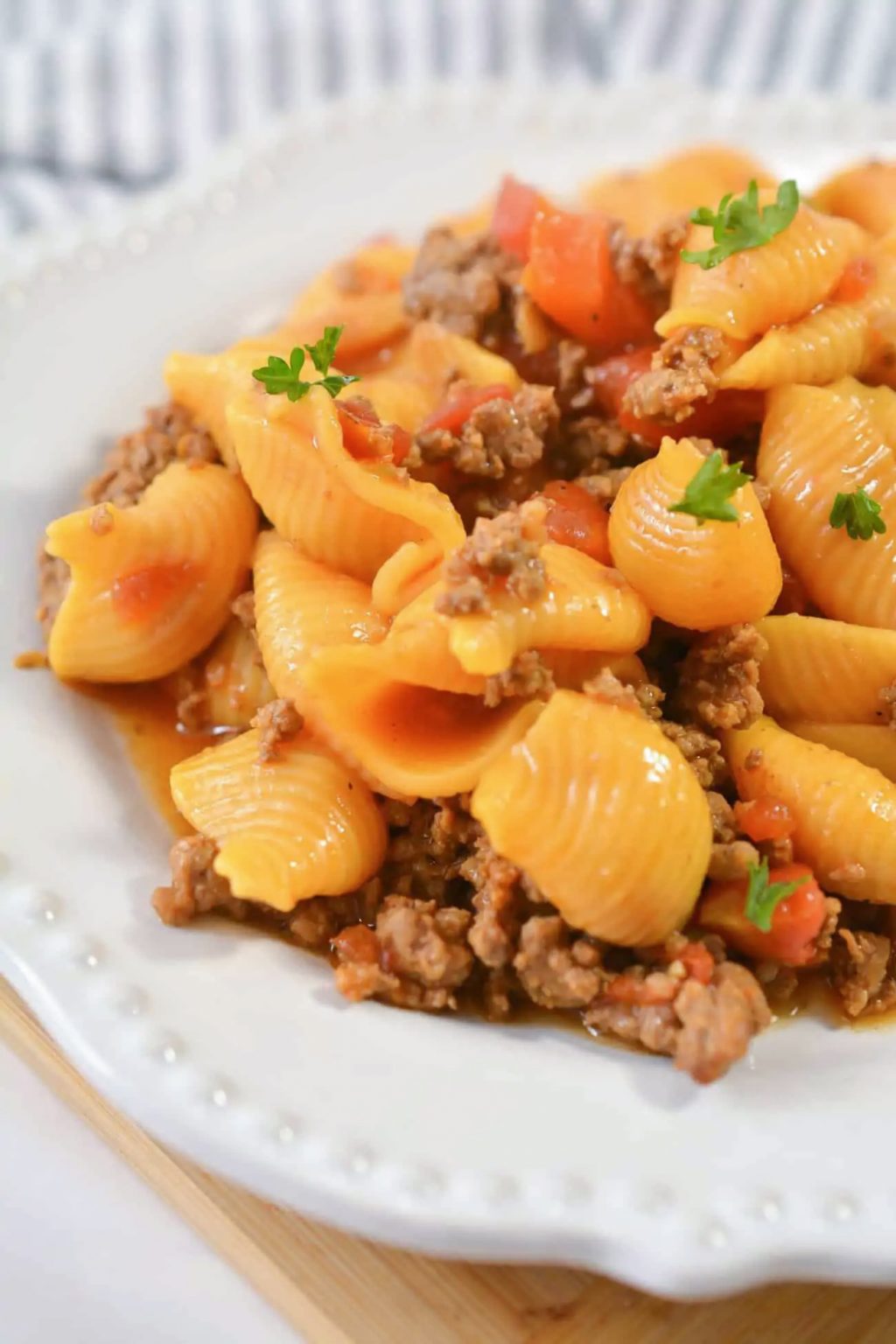 Pasta Shells with Ground Beef - Sweet Pea's Kitchen