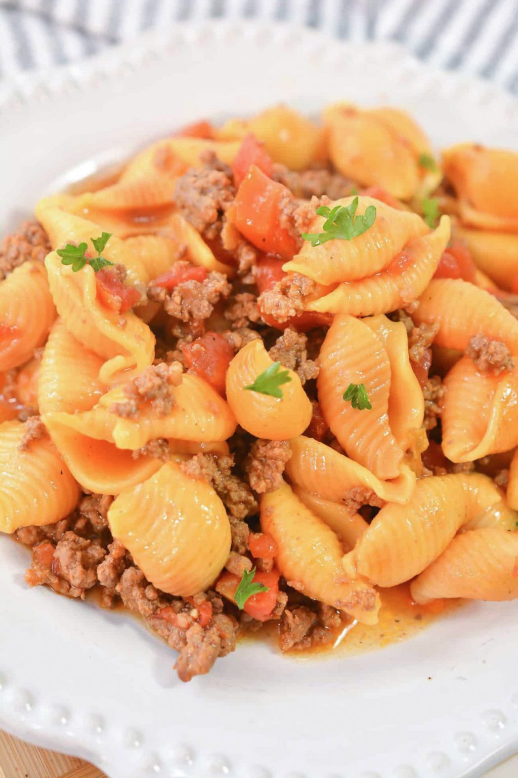 Pasta Shells with Ground Beef - Sweet Pea's Kitchen