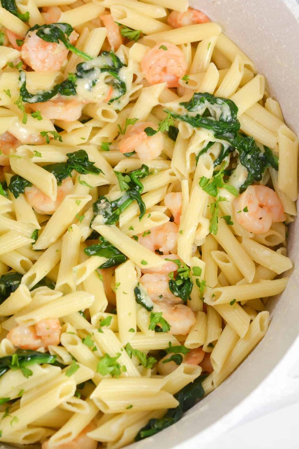 Cheese Shrimp Penne Pasta and Spinach - Sweet Pea's Kitchen