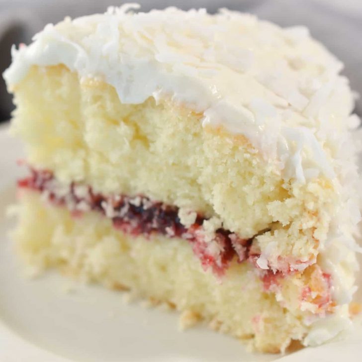 Coconut Cake with Raspberry Filling - Sweet Pea's Kitchen