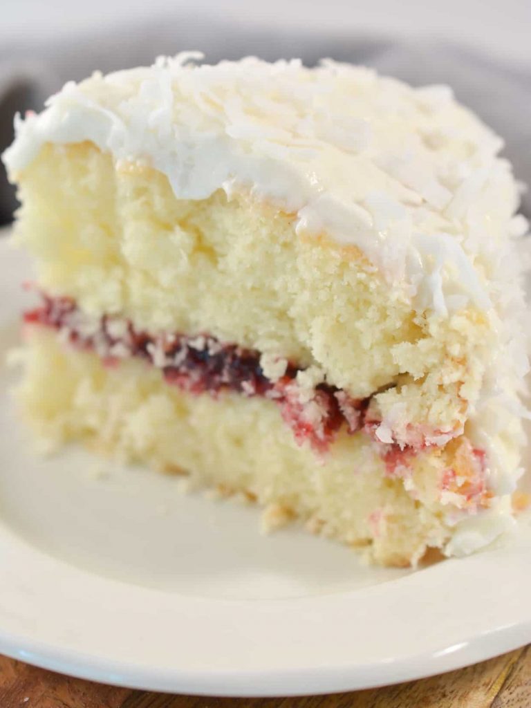 Coconut Cake with Raspberry Filling - Sweet Pea's Kitchen