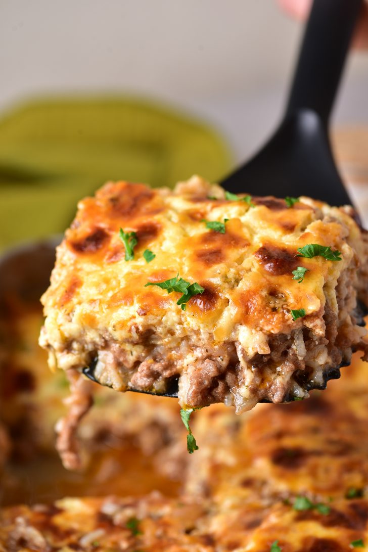 Cheesy Ground Beef Rice Casserole - Sweet Pea's Kitchen