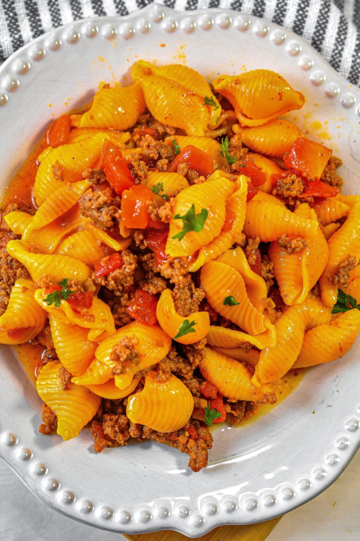 Pasta Shells with Ground Beef - Sweet Pea's Kitchen