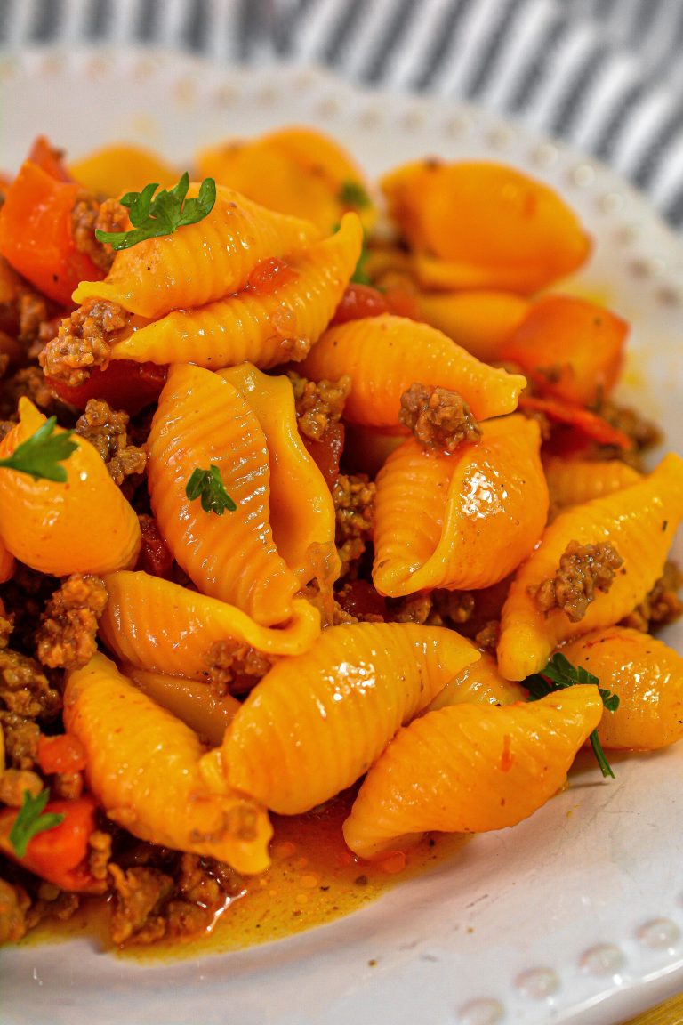 Pasta Shells with Ground Beef - Sweet Pea's Kitchen