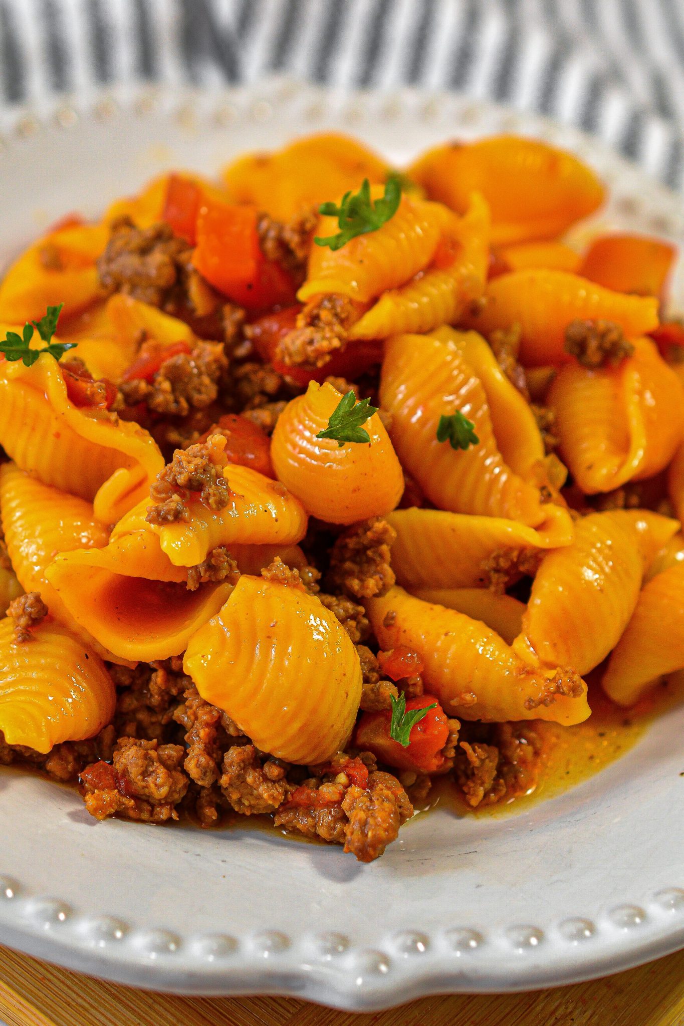 Pasta Shells with Ground Beef - Sweet Pea's Kitchen