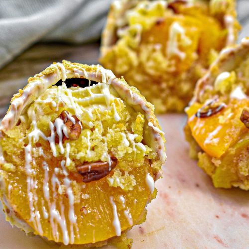 Peach Cobbler Stuffed Cones - Sweet Pea's Kitchen