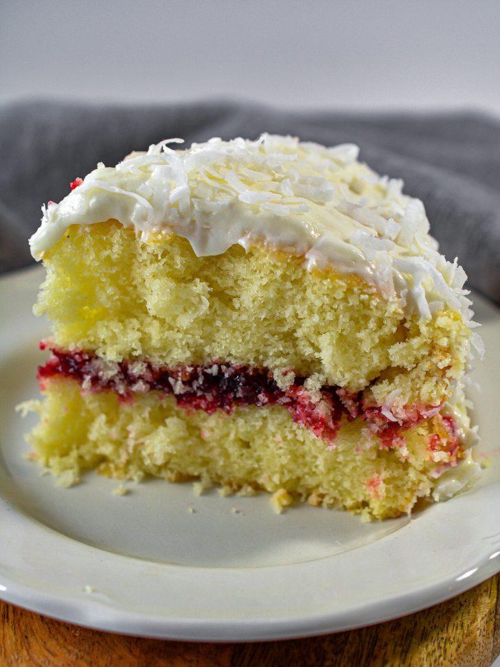 Coconut Cake with Raspberry Filling - Sweet Pea's Kitchen