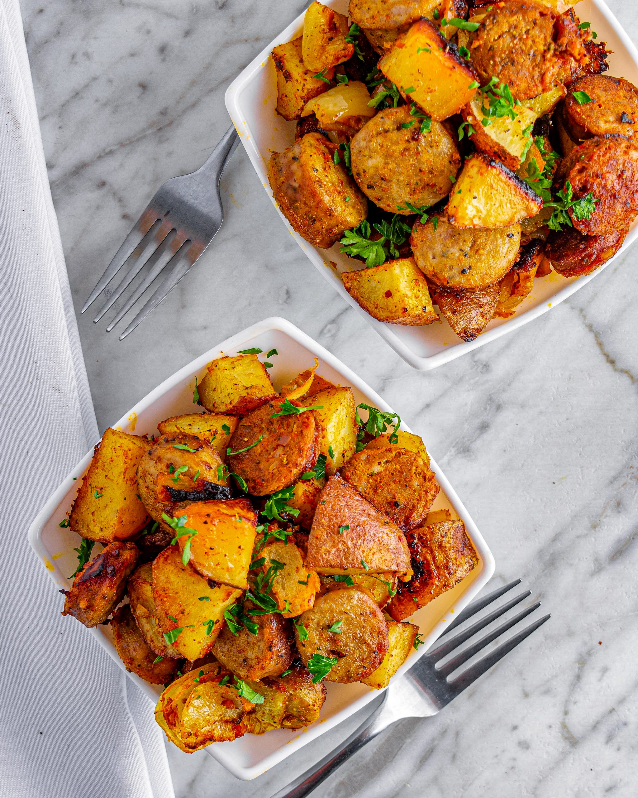 Fried Potatoes Onions and Smoke Polish Sausage - Sweet Pea's Kitchen