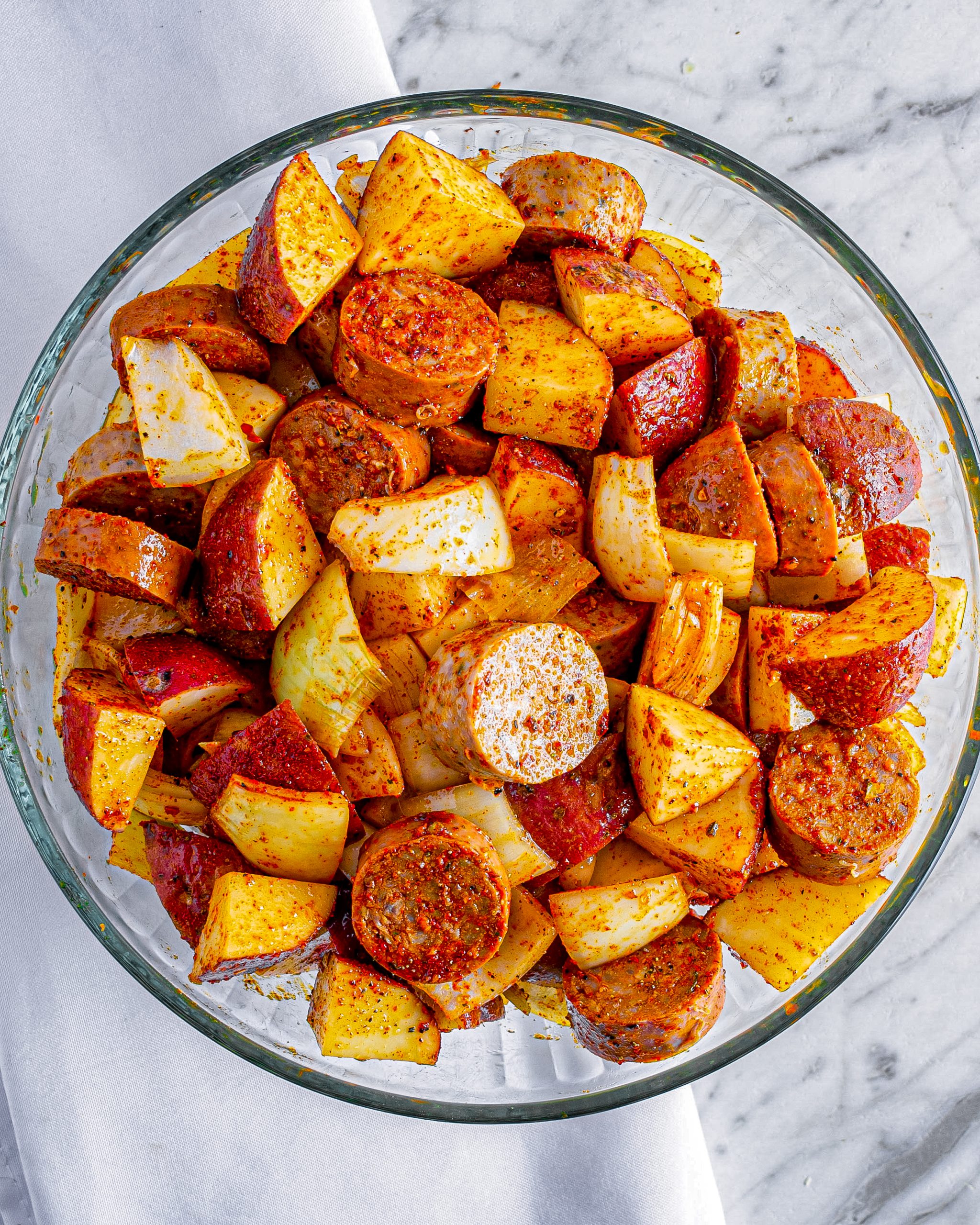 Fried Potatoes Onions and Smoke Polish Sausage - Sweet Pea's Kitchen