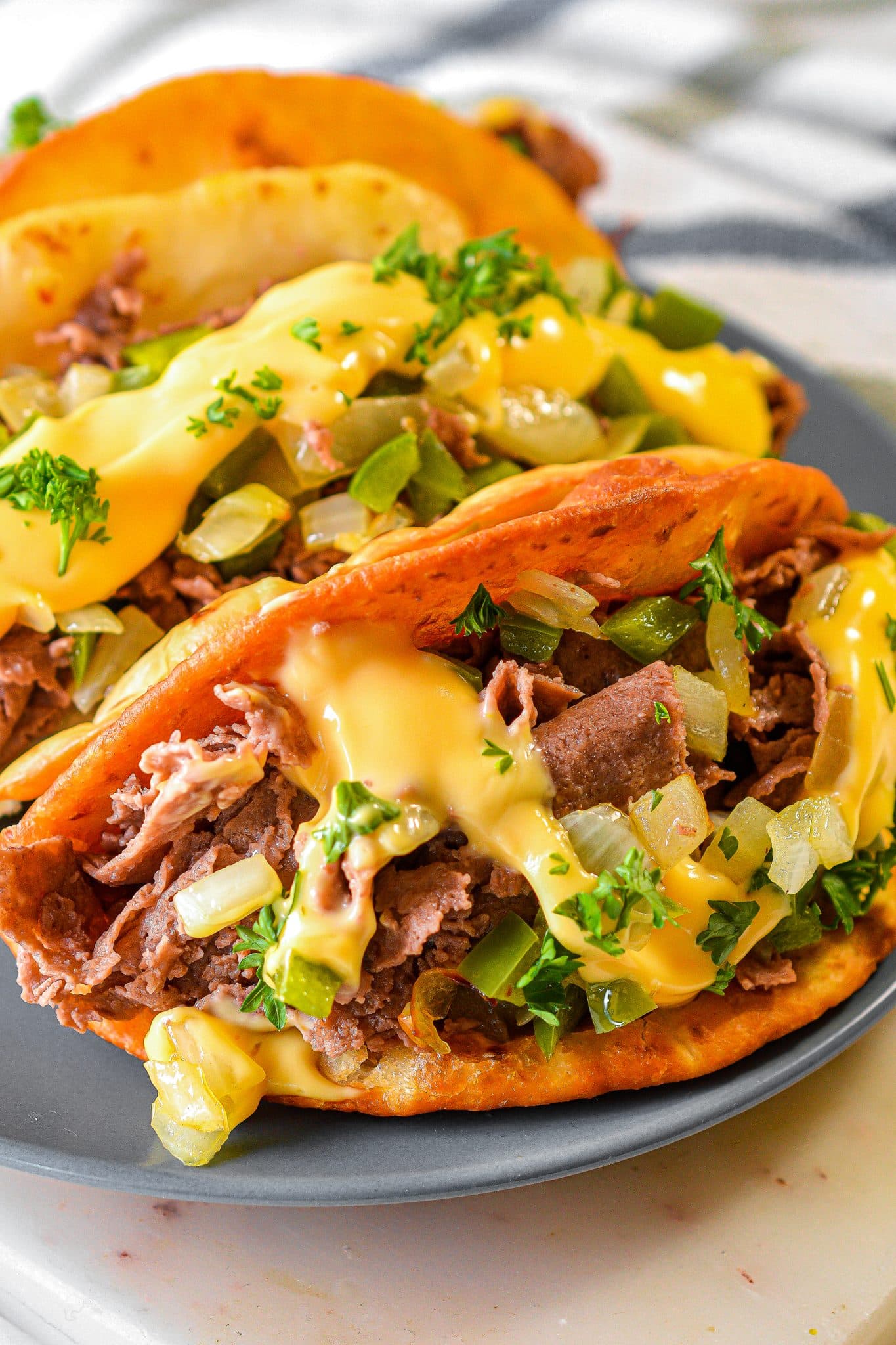 Philly Cheesesteak Tacos - Sweet Pea's Kitchen