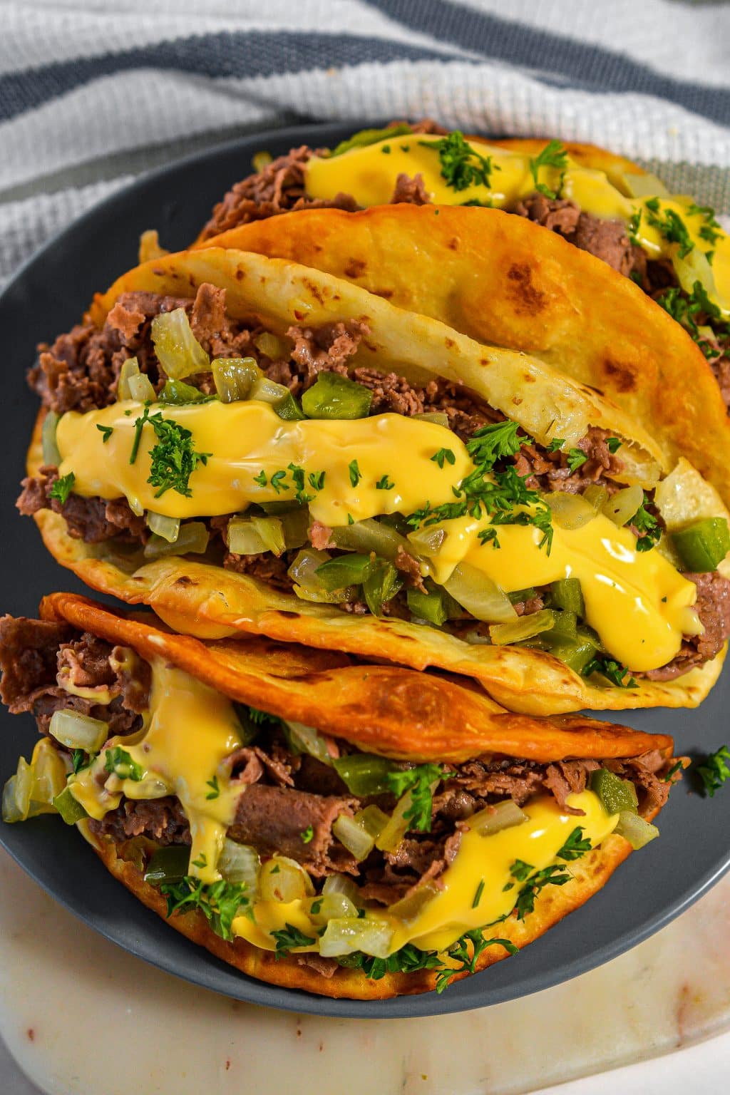 Philly Cheesesteak Tacos - Sweet Pea's Kitchen