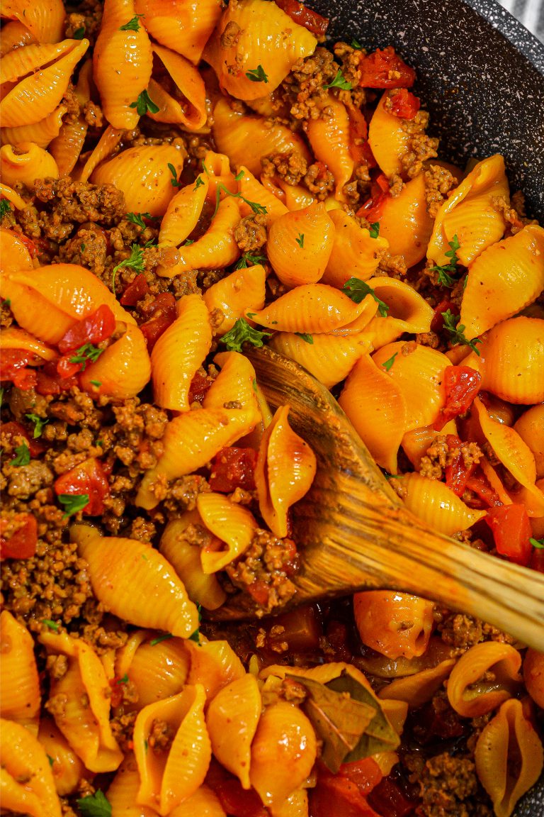 Pasta Shells with Ground Beef - Sweet Pea's Kitchen
