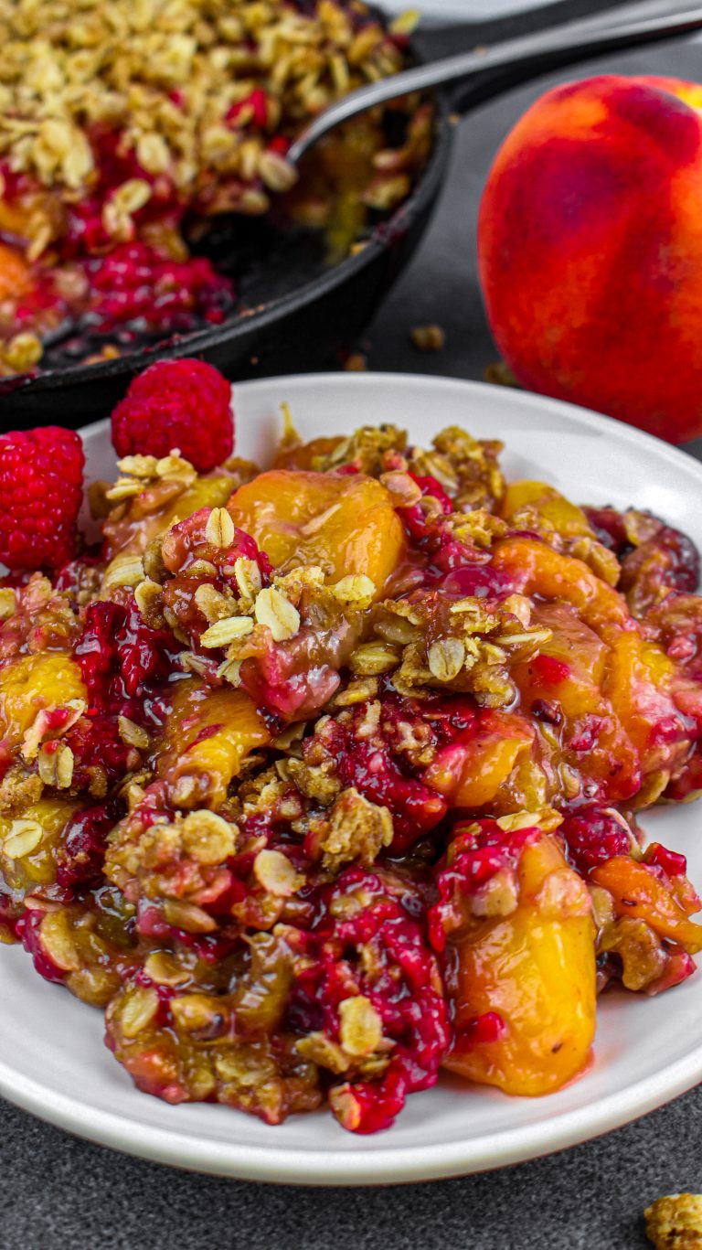 Skillet Peach Raspberry Crisp - Sweet Pea's Kitchen