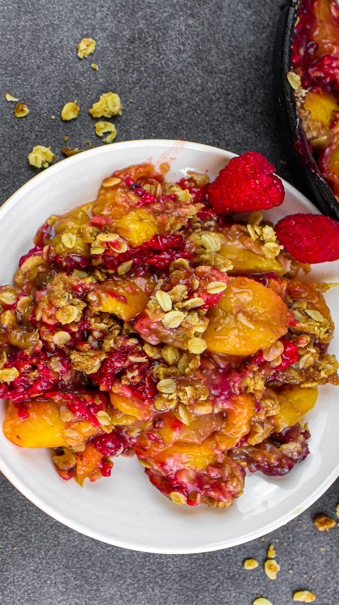 Skillet Peach Raspberry Crisp - Sweet Pea's Kitchen