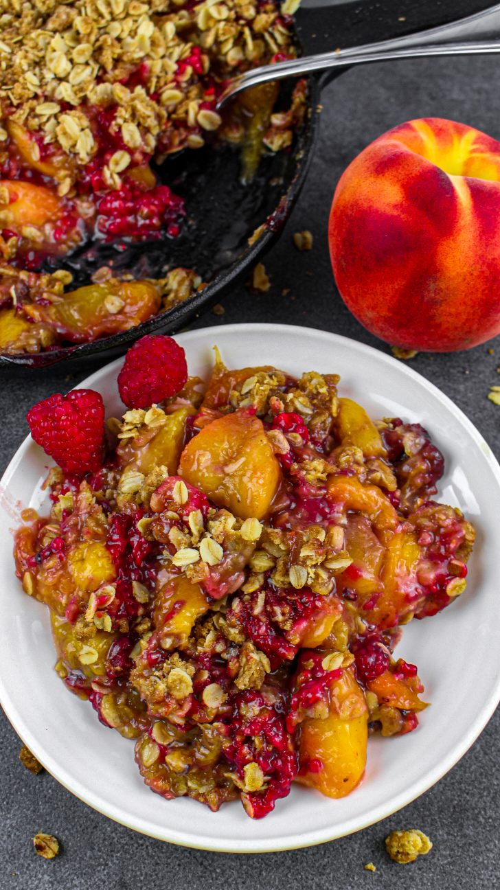 Skillet Peach Raspberry Crisp - Sweet Pea's Kitchen