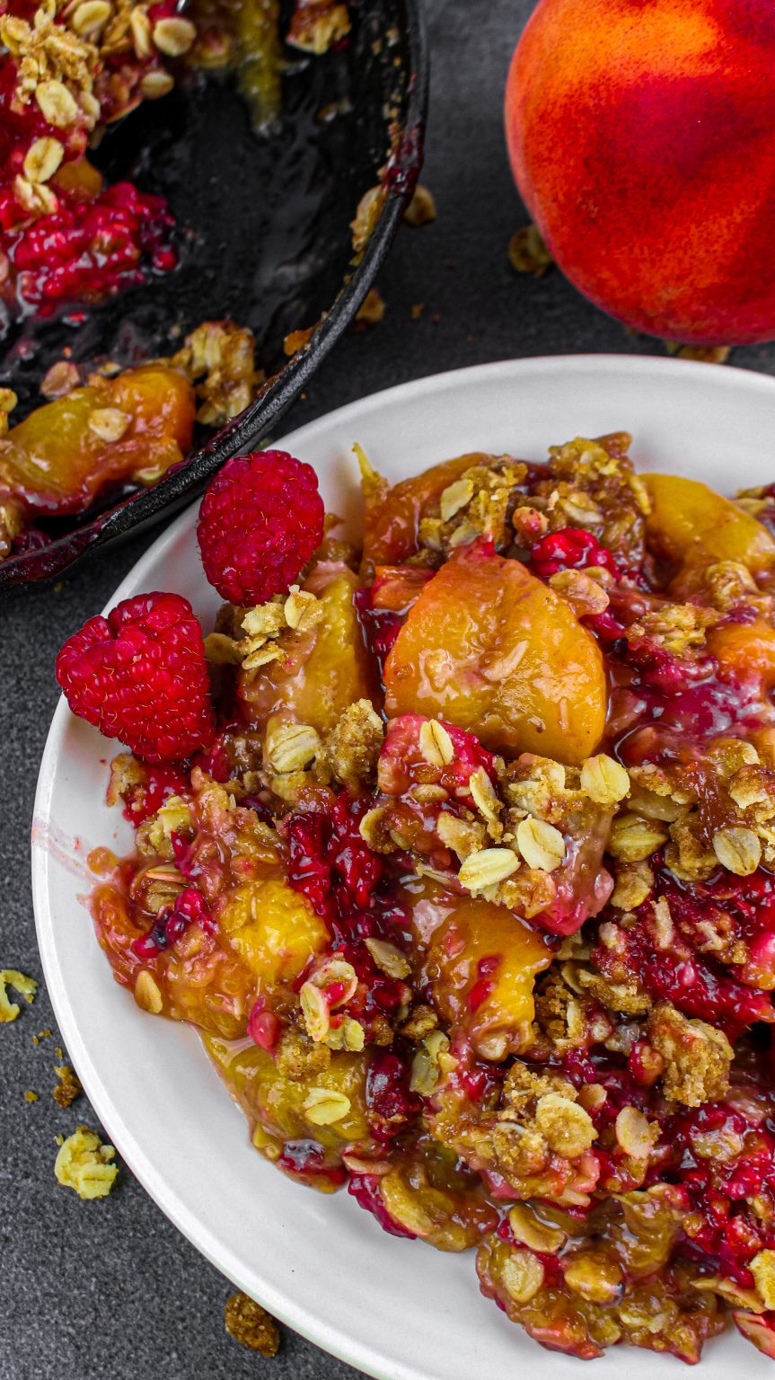Skillet Peach Raspberry Crisp - Sweet Pea's Kitchen