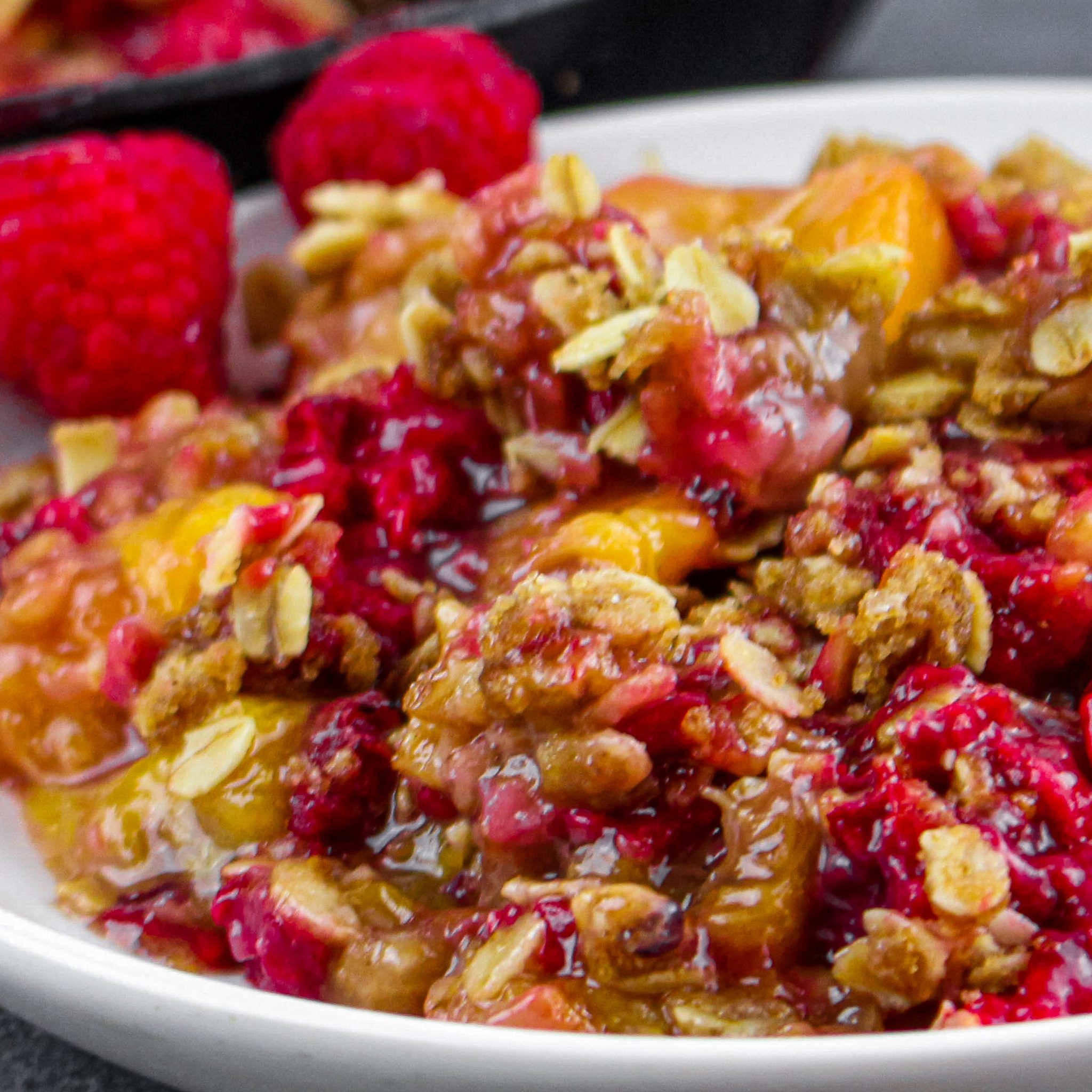 Skillet Peach Raspberry Crisp - Sweet Pea's Kitchen